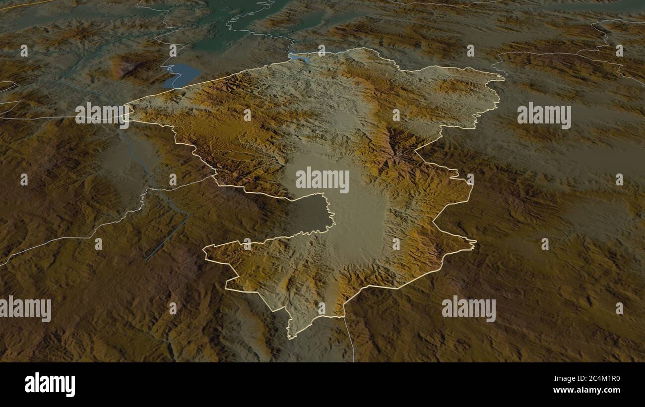 Zoom in on Comayagua (department of Honduras) outlined. Oblique ...