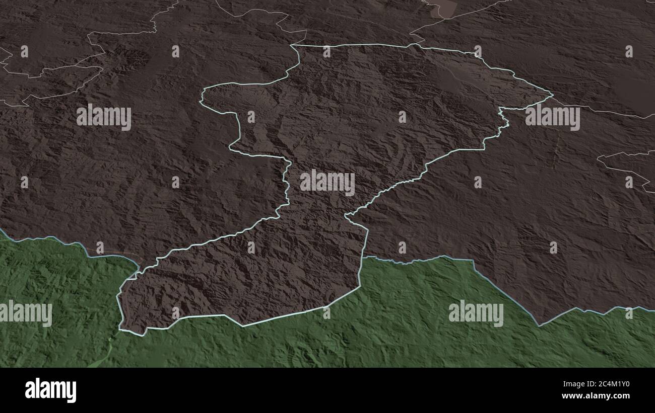 Zoom in on Intibucá (department of Honduras) outlined. Oblique ...