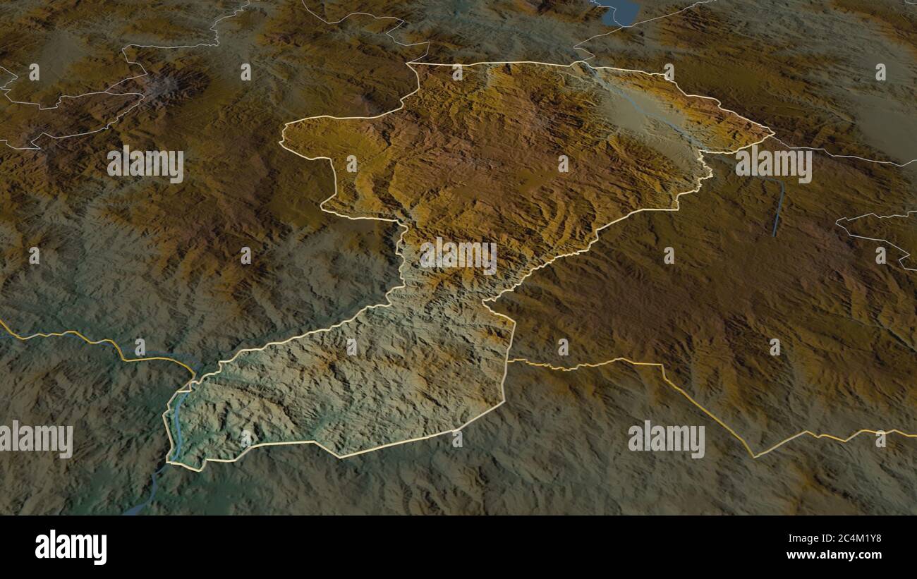 Zoom in on Intibucá (department of Honduras) outlined. Oblique ...