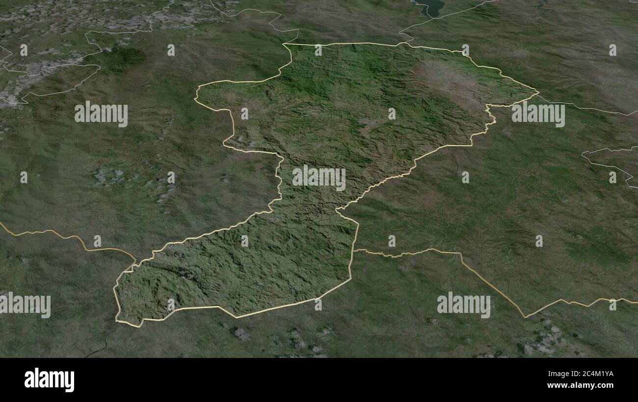 Zoom in on Intibucá (department of Honduras) outlined. Oblique ...