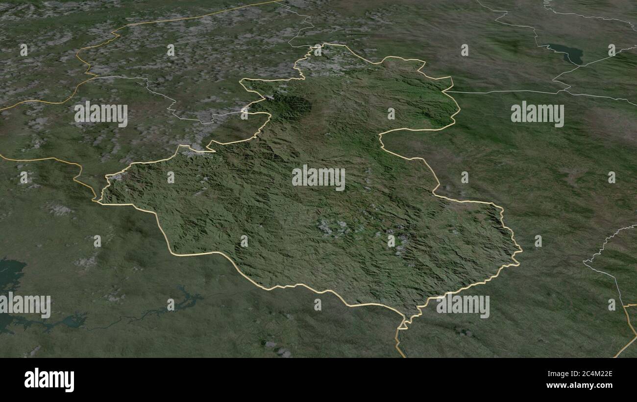 Zoom in on Lempira (department of Honduras) outlined. Oblique ...