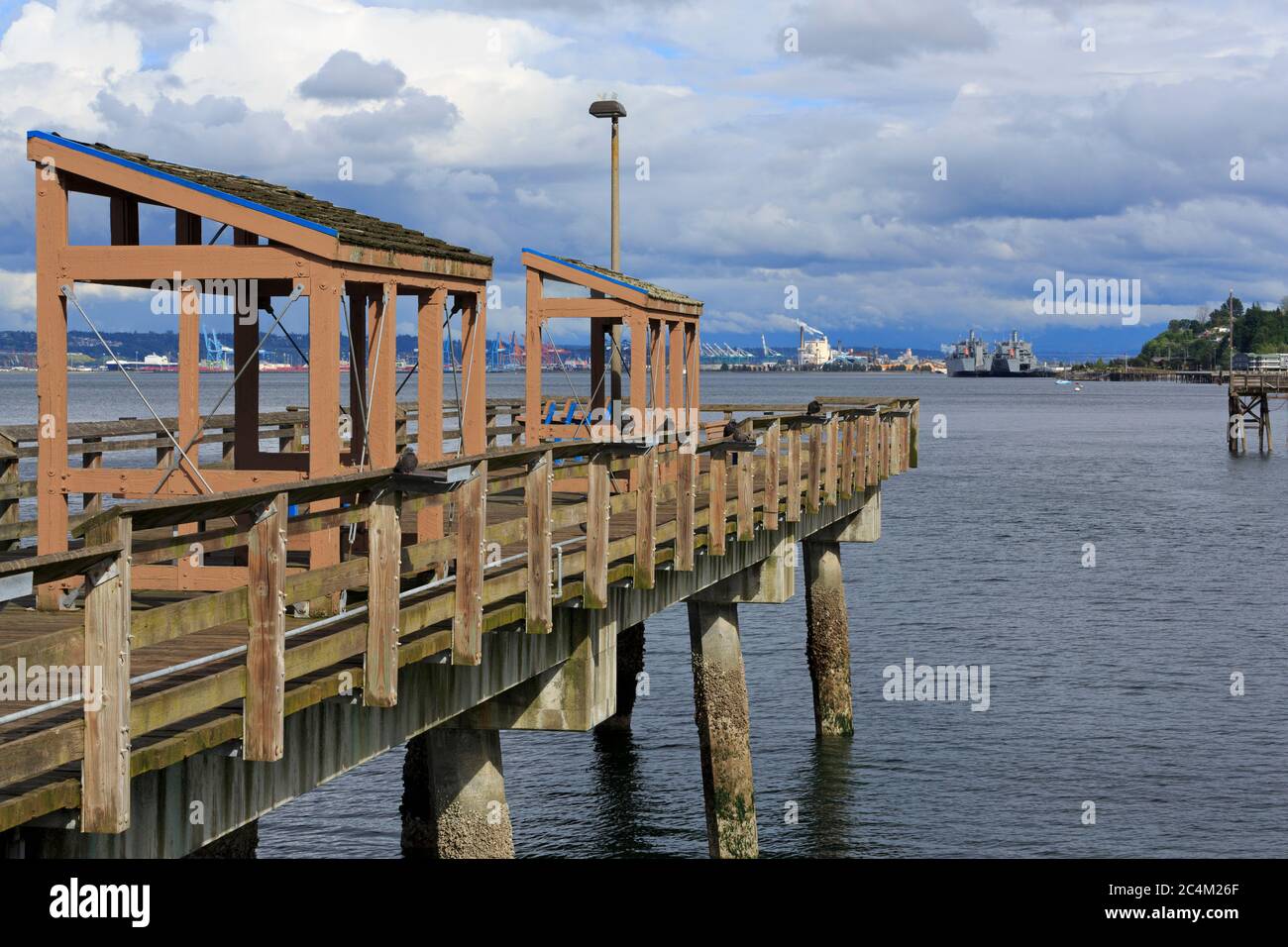 Fishing pier on the waterfront,Tacoma,Washington State,USA Stock Photo ...