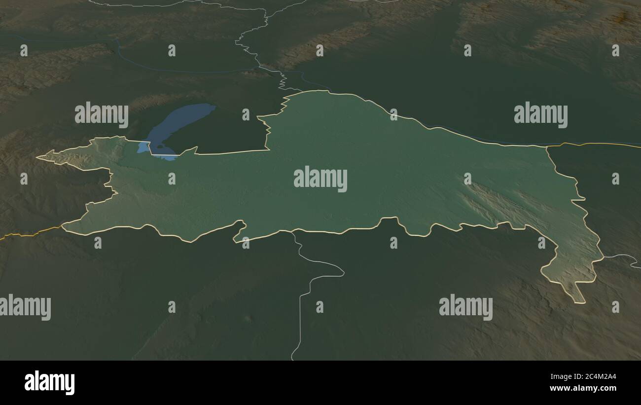 Zoom in on Gyor-Moson-Sopron (county of Hungary) outlined. Oblique ...