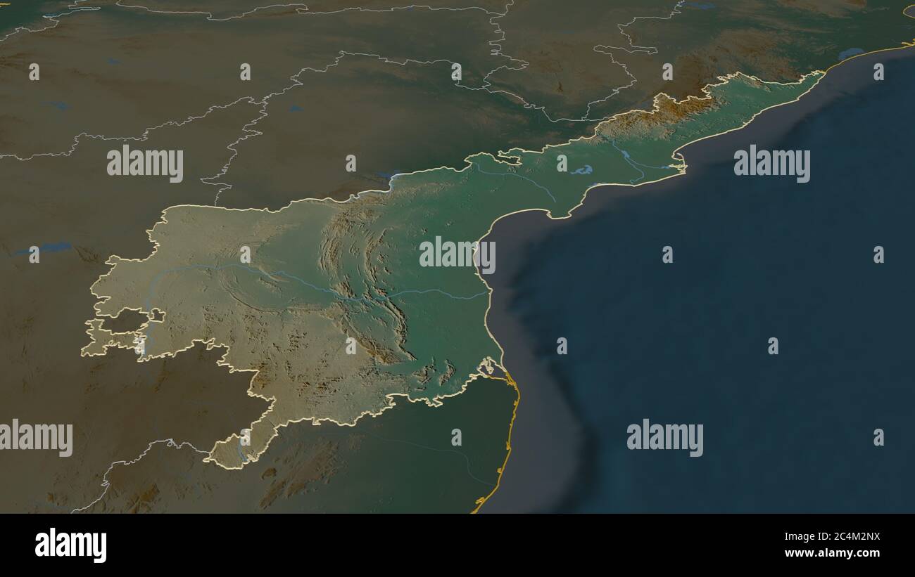 Zoom in on Andhra Pradesh (state of India) outlined. Oblique ... Zoom in on Andhra Pradesh (state of India) outlined. Oblique ...