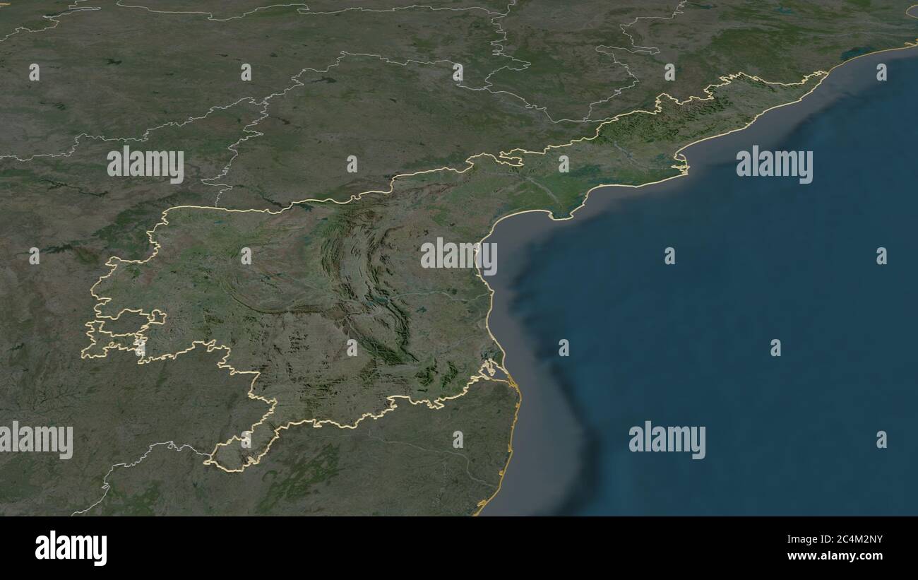 Zoom in on Andhra Pradesh (state of India) outlined. Oblique ... Zoom in on Andhra Pradesh (state of India) outlined. Oblique ...