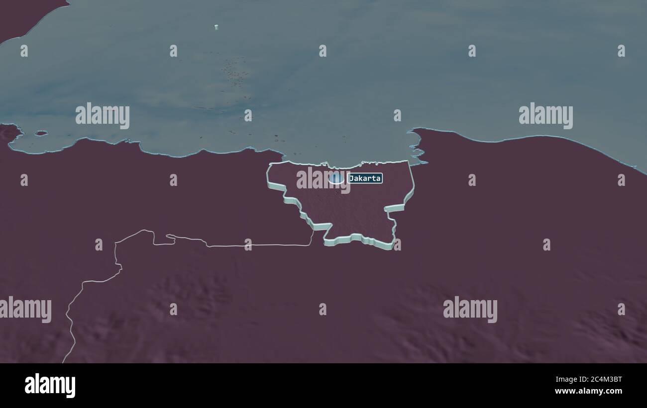 Zoom in on Jakarta Raya (special district of Indonesia) extruded ...