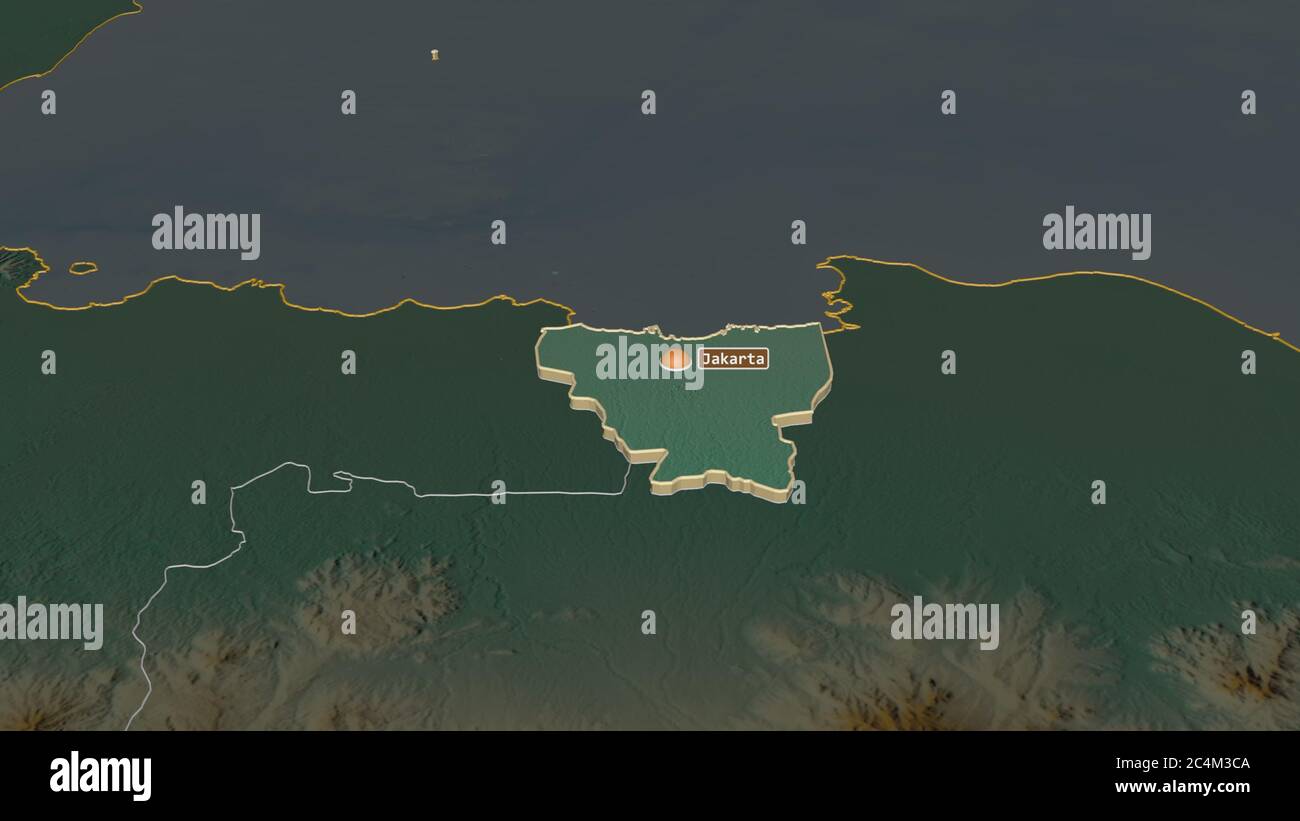 Zoom in on Jakarta Raya (special district of Indonesia) extruded ...