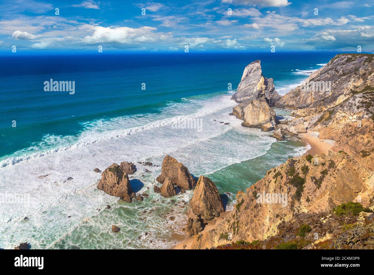 Cabo da Roca. Cliffs and rocks on the Atlantic ocean coast in Sintra in ...
