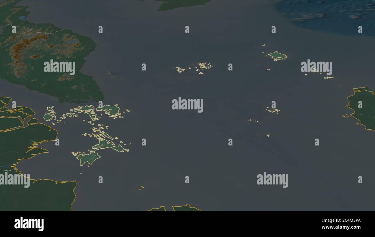 Zoom in on Kepulauan Riau (province of Indonesia) outlined. Oblique ...