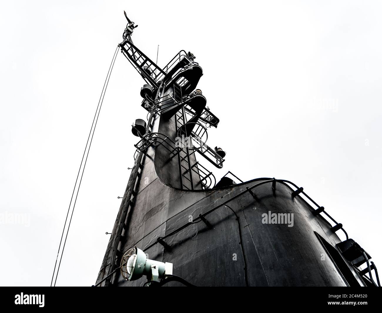 Empty part of an old industrial ship floating in the sea Stock Photo ...