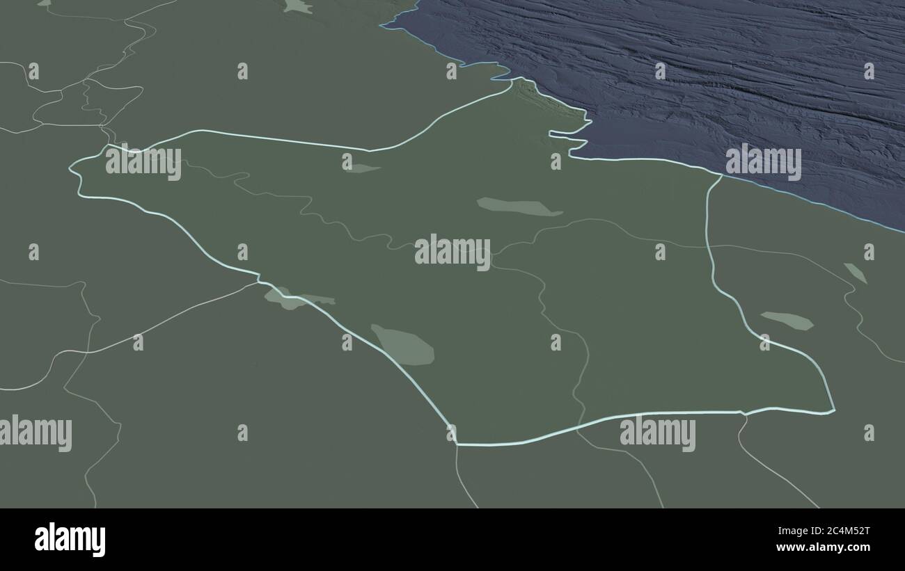 Zoom in on Wasit (province of Iraq) outlined. Oblique perspective ...