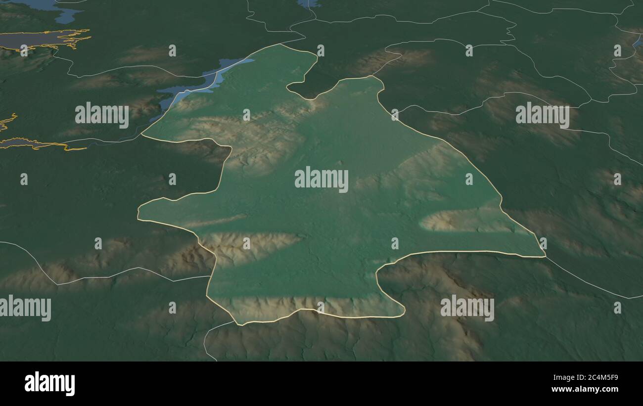 Zoom in on Tipperary (county of Ireland) outlined. Oblique perspective ...
