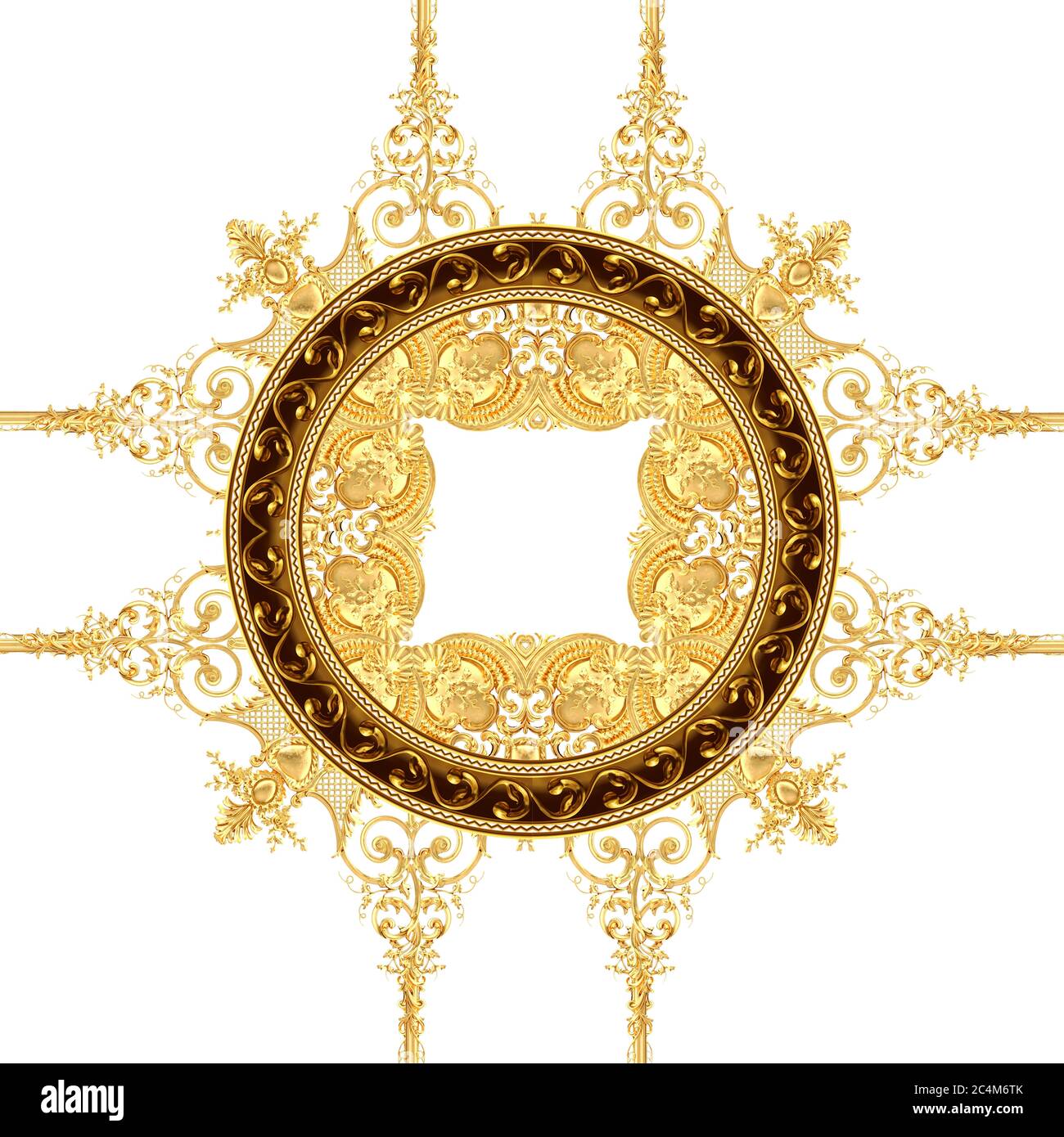 Golden baroque gold and white color pattern Stock Photo - Alamy