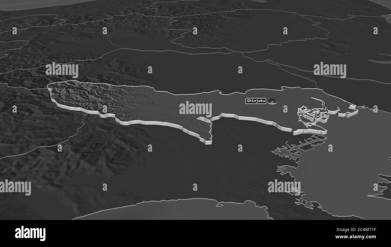 Zoom in on Tokyo (metropolis of Japan) extruded. Oblique perspective ...