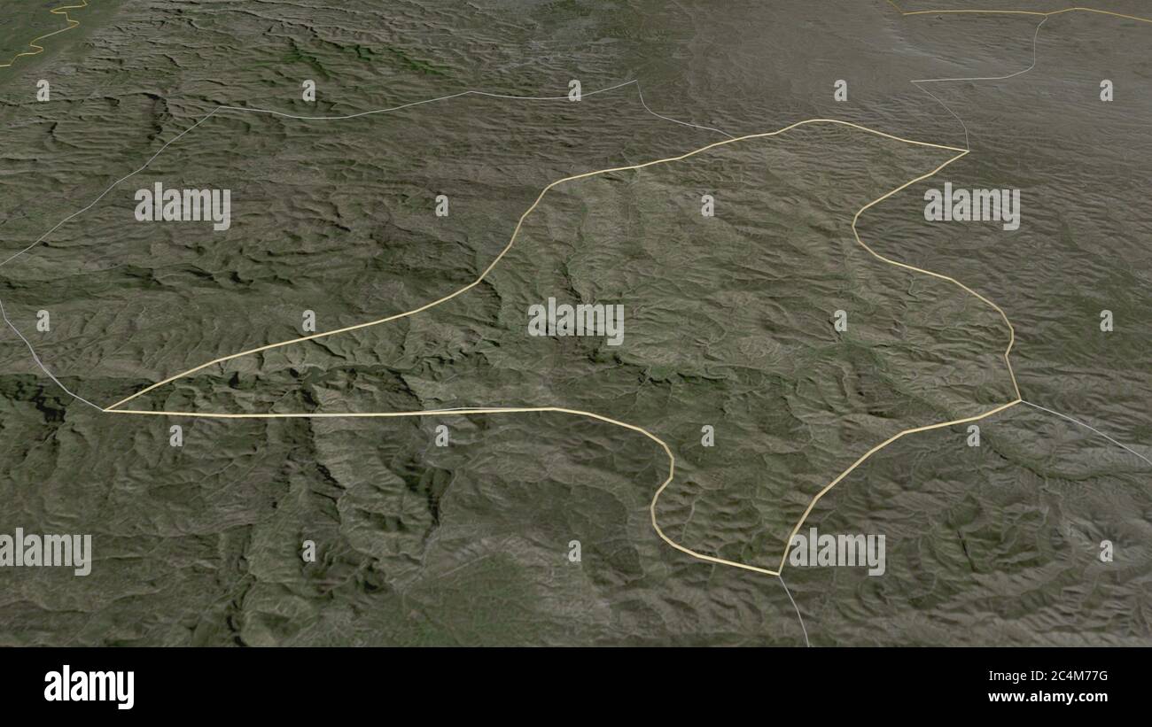 Zoom in on Jarash (province of Jordan) outlined. Oblique perspective ...