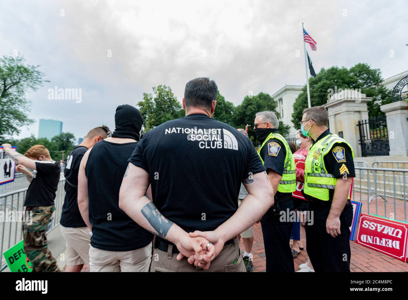 June 27, 2020, Boston, Massachusetts, USA: Men wearing "Nationalist ...