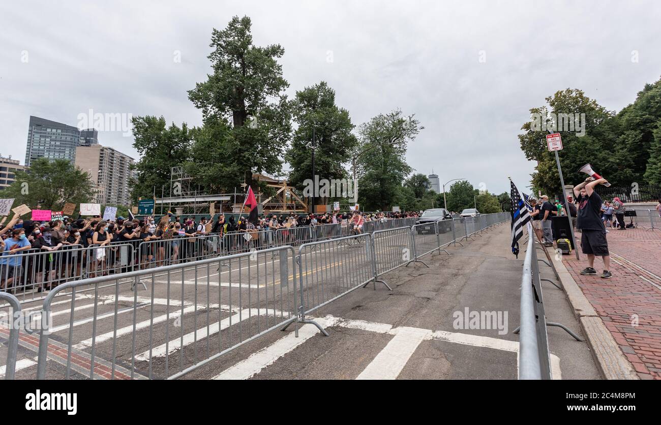 June 27, 2020, Boston, Massachusetts, USA: A small group of pro-police ...