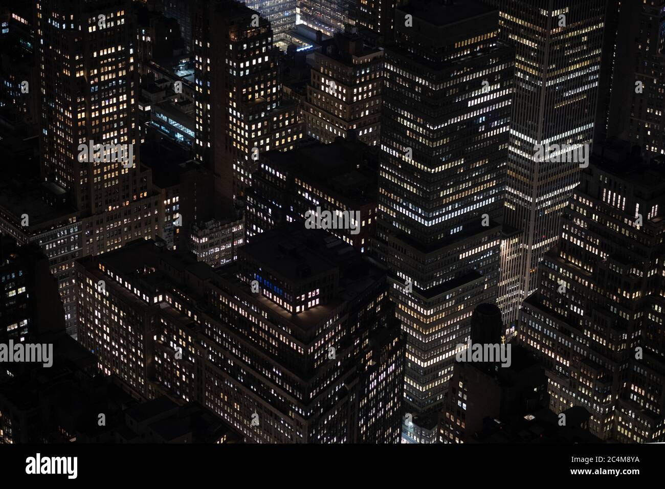 High angle shot of the beautiful lights on the buildings and ...