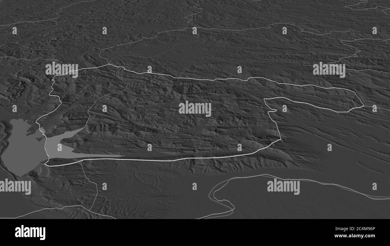 Zoom in on Xaisômboun (special region of Laos) outlined. Oblique ...