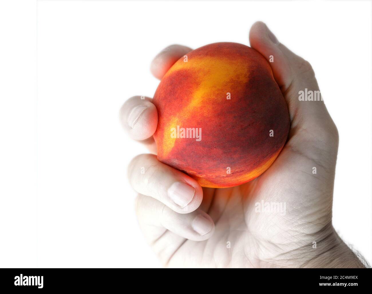 Hand holding peach hi-res stock photography and images - Alamy