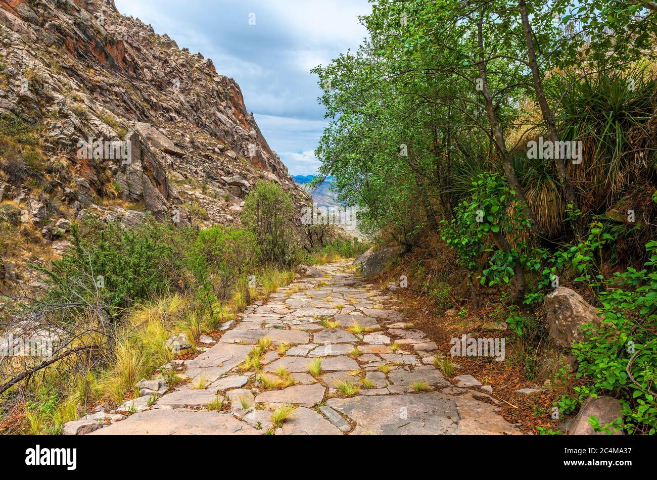 The Inca trail hike path in Chataquila near Sucre, Bolivia Stock Photo ...