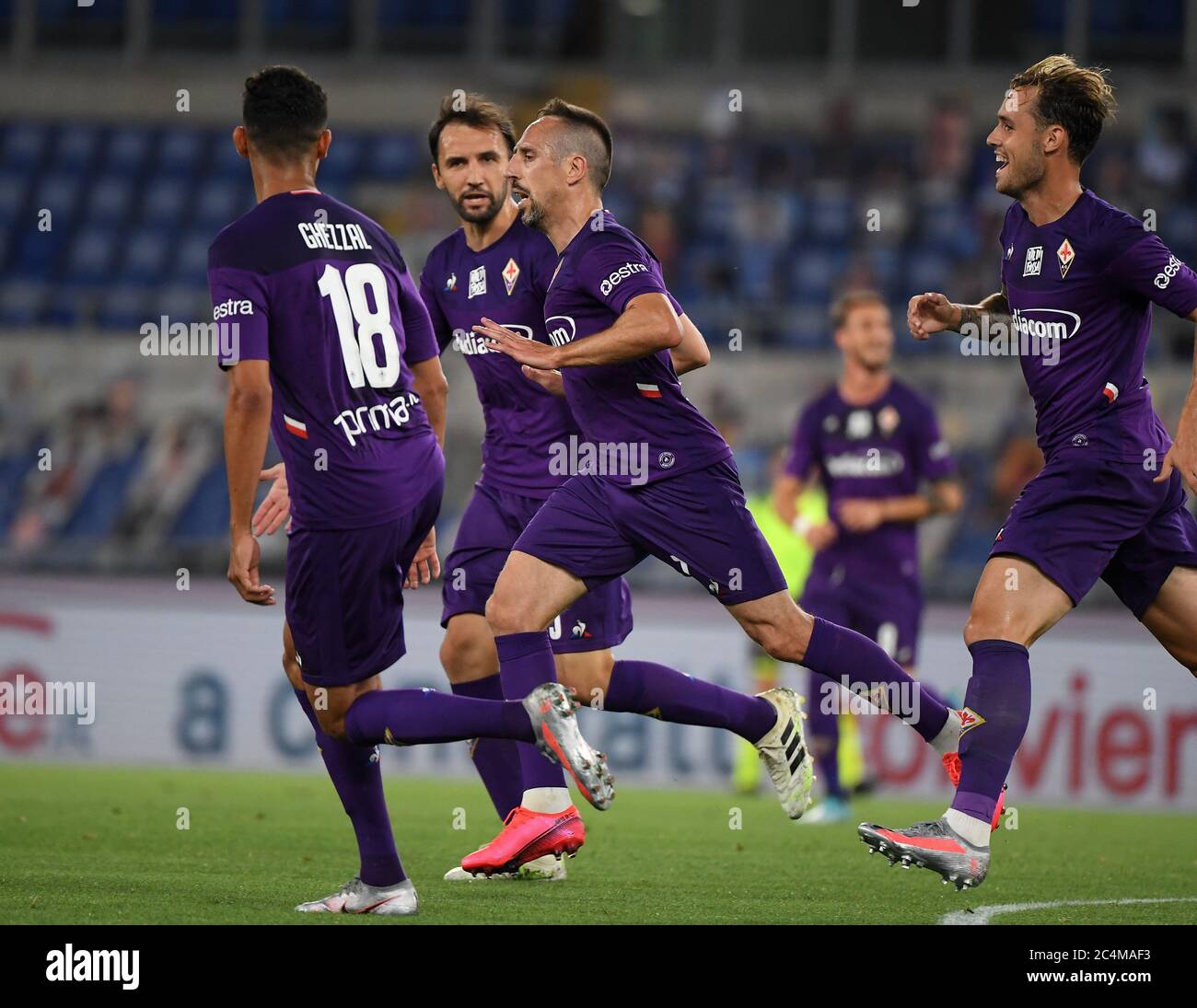 Rome. 28th June, 2020. Fiorentina's Frank Henry Pierre Ribery (3rd L ...