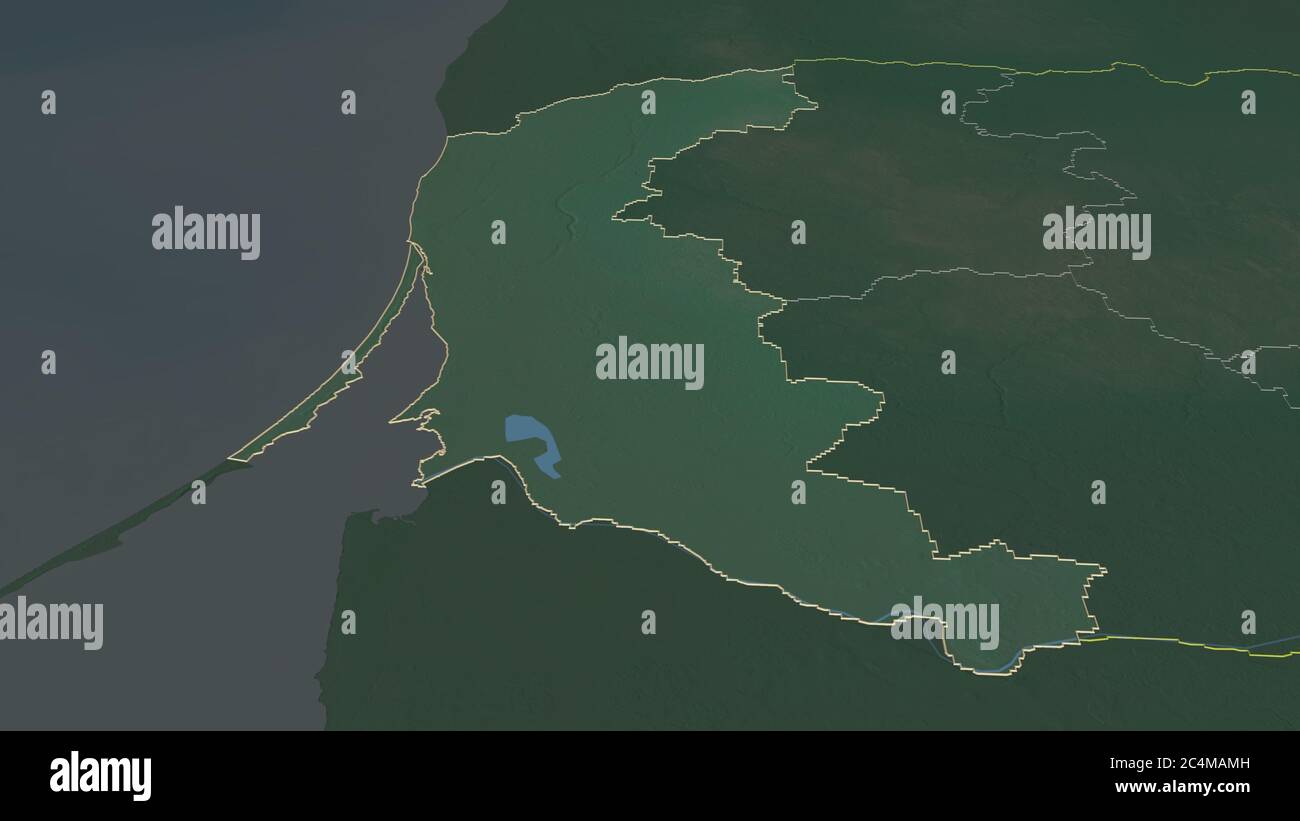 Zoom in on Klaipedos (county of Lithuania) outlined. Oblique ...