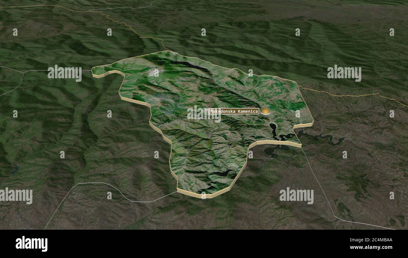 Zoom in on Makedonska Kamenica (municipality of Macedonia) extruded ...