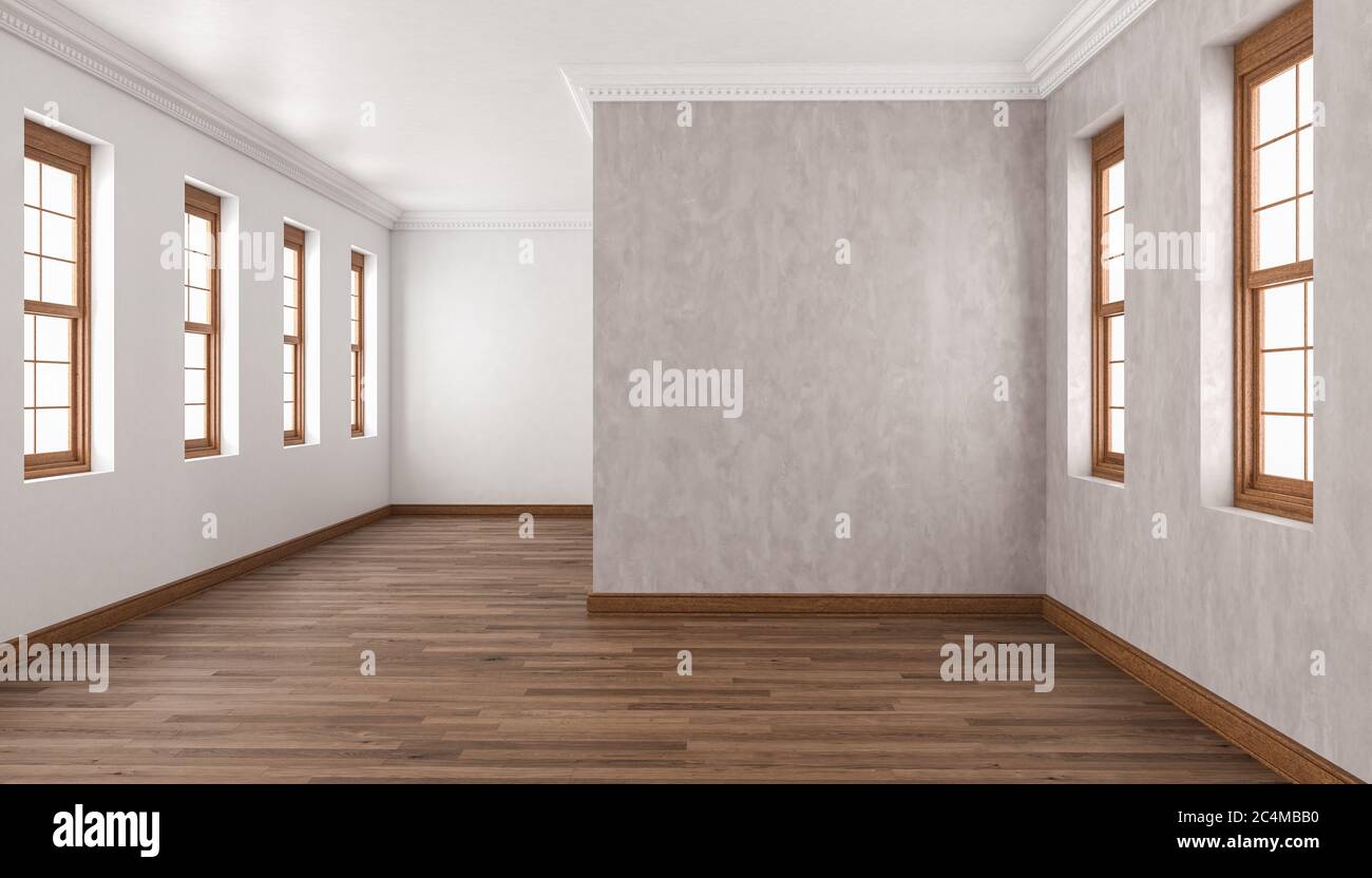 Unfurnished Building Interior with Single Hung Windows Stock Photo - Alamy