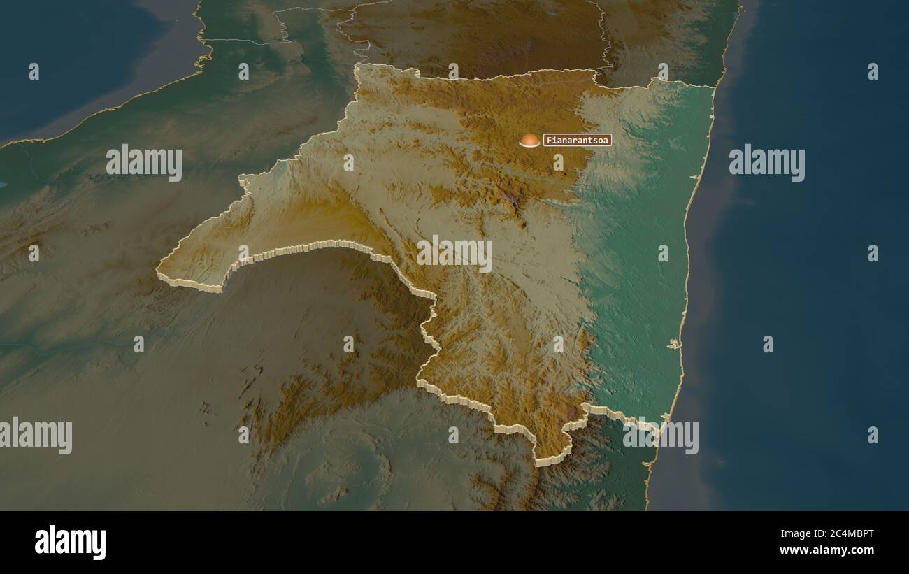Zoom in on Fianarantsoa (autonomous province of Madagascar) extruded ...
