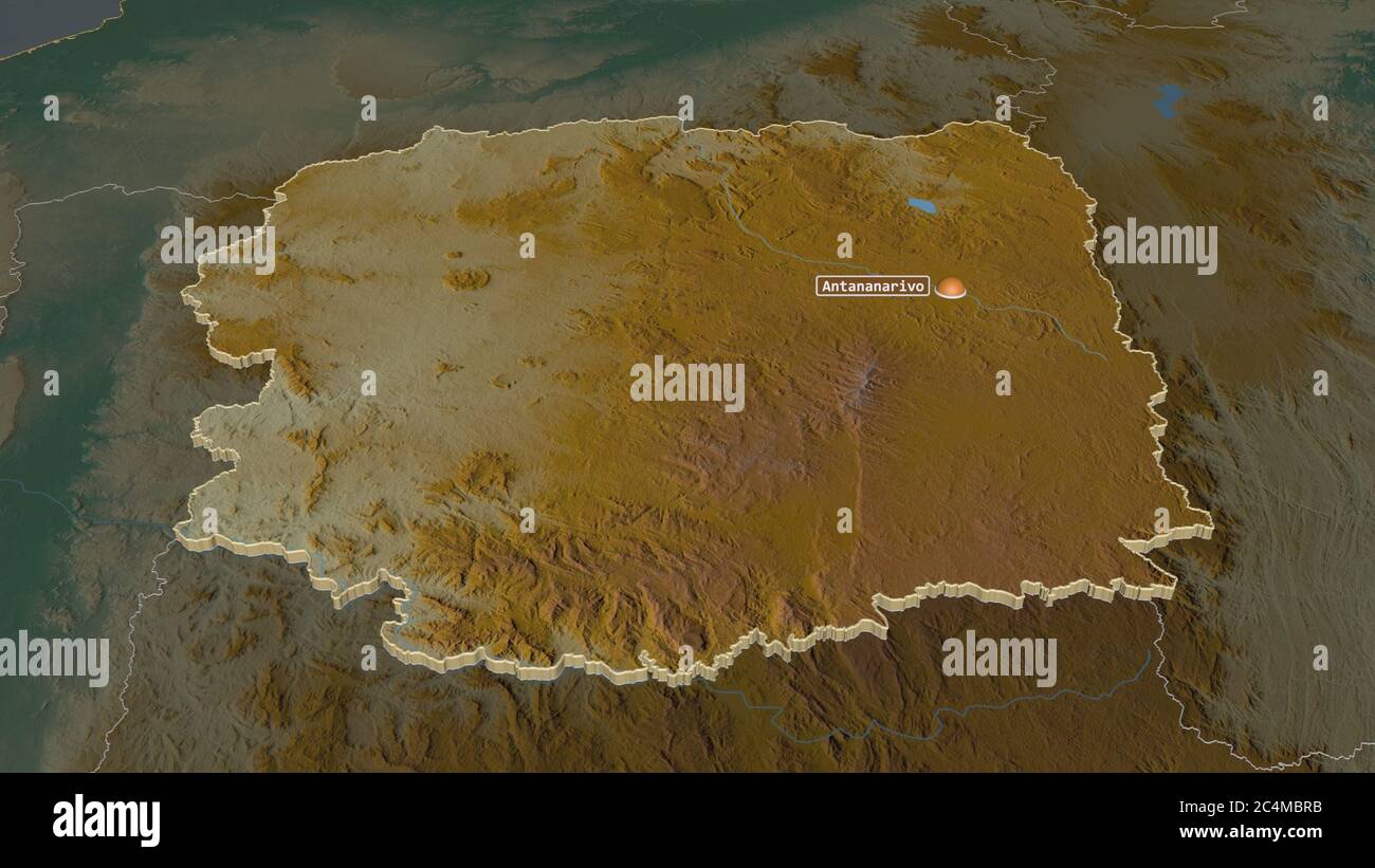 Zoom in on Antananarivo (autonomous province of Madagascar) extruded ...