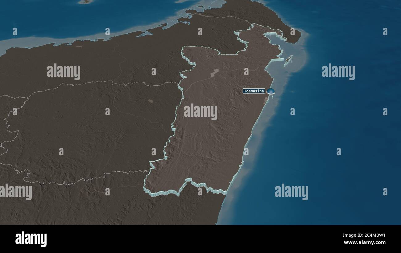 Zoom in on Toamasina (autonomous province of Madagascar) extruded ...