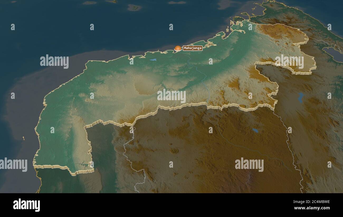 Zoom in on Mahajanga (autonomous province of Madagascar) extruded ...