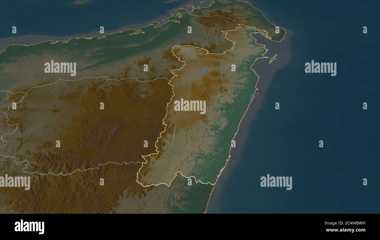 Zoom in on Toamasina (autonomous province of Madagascar) outlined ...