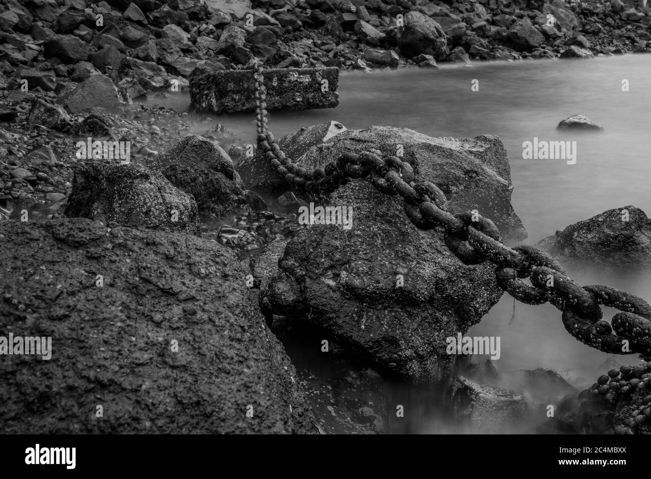 Ship chain in the water, on the sea pier in New Zealand Stock Photo - Alamy
