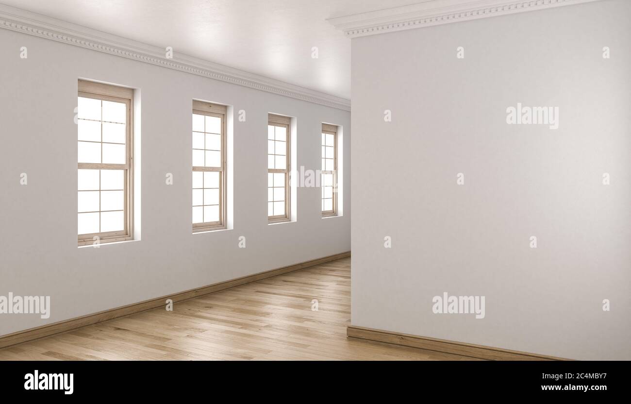 Unfurnished Building Interior with Single Hung Windows Stock Photo - Alamy