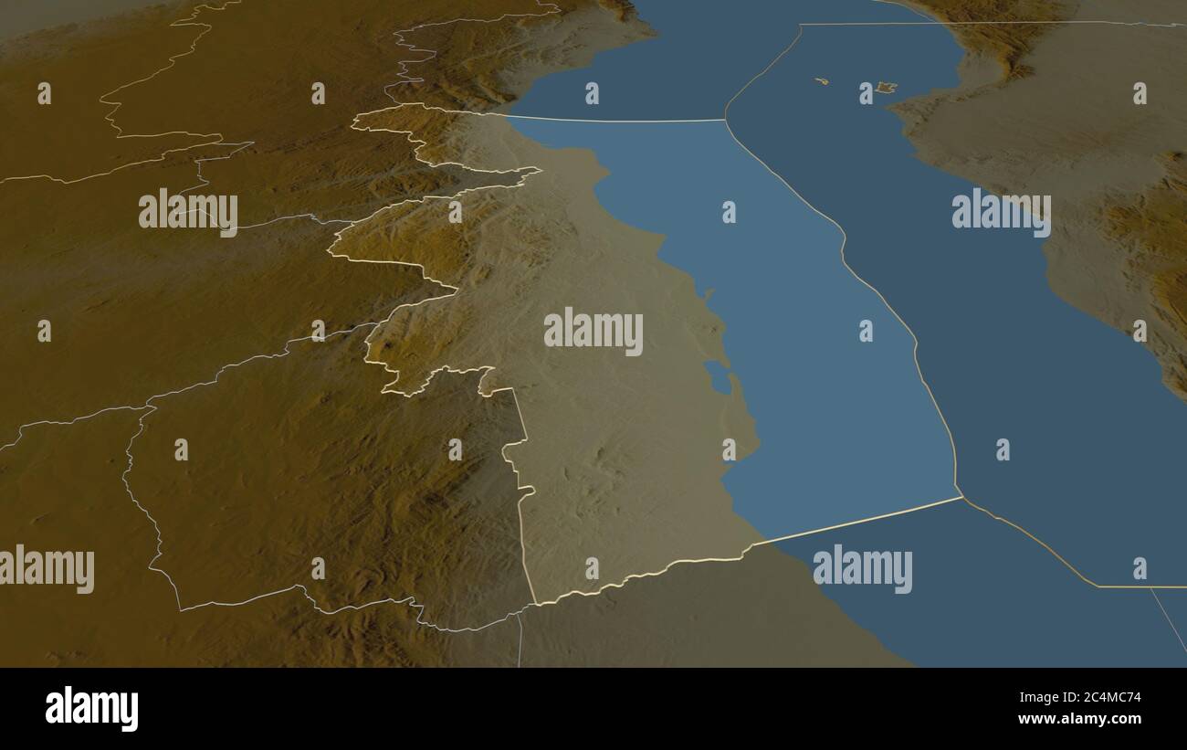 Zoom in on Nkhotakota (district of Malawi) outlined. Oblique ...