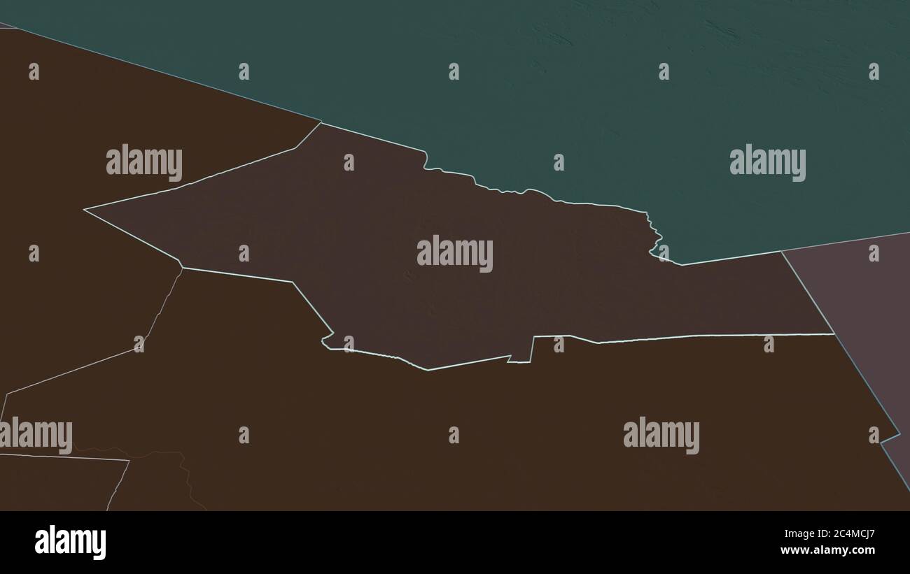 Zoom in on Kidal (region of Mali) outlined. Oblique perspective ...