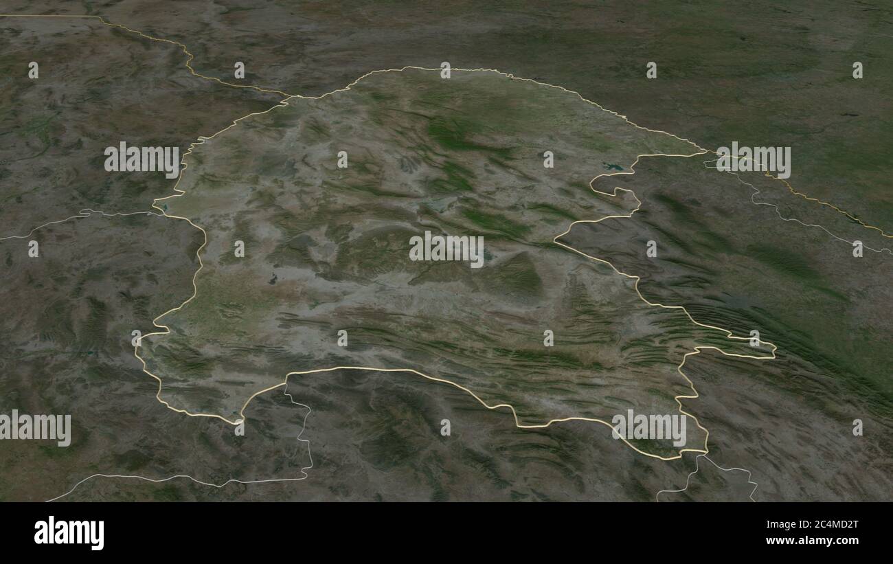 Zoom in on Coahuila (state of Mexico) outlined. Oblique perspective ...