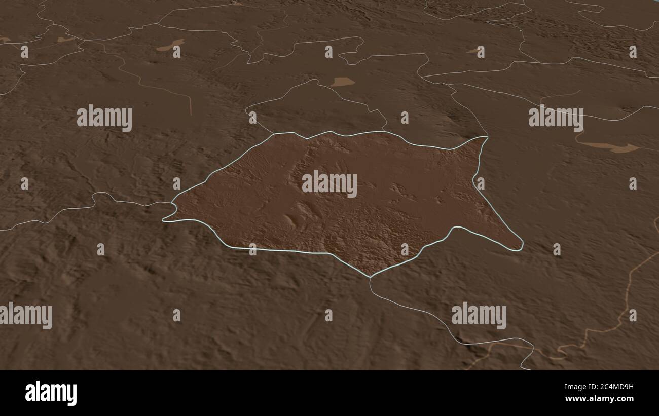 Zoom in on Morelos (state of Mexico) outlined. Oblique perspective ...