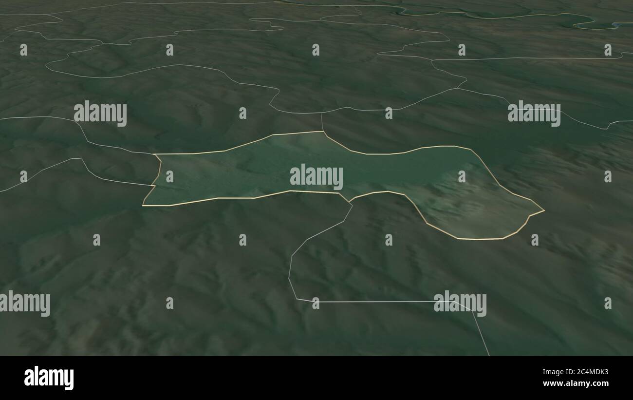 Zoom in on Bălţi (city of Moldova) outlined. Oblique perspective ...