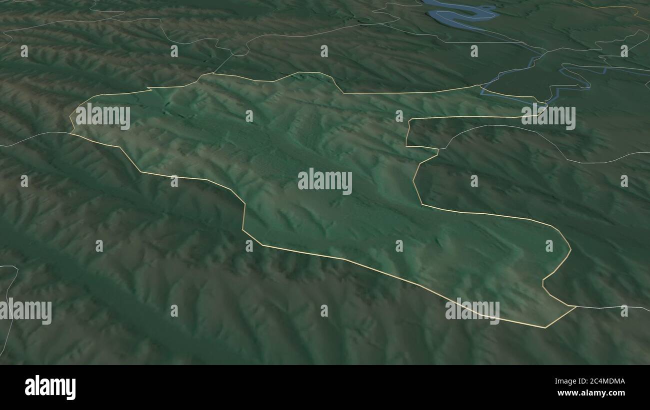 Zoom in on Chişinău (city of Moldova) outlined. Oblique perspective ...
