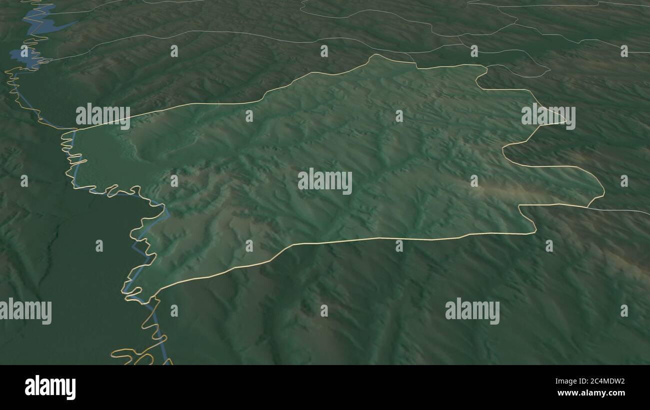 Zoom in on Făleşti (district of Moldova) outlined. Oblique perspective ...