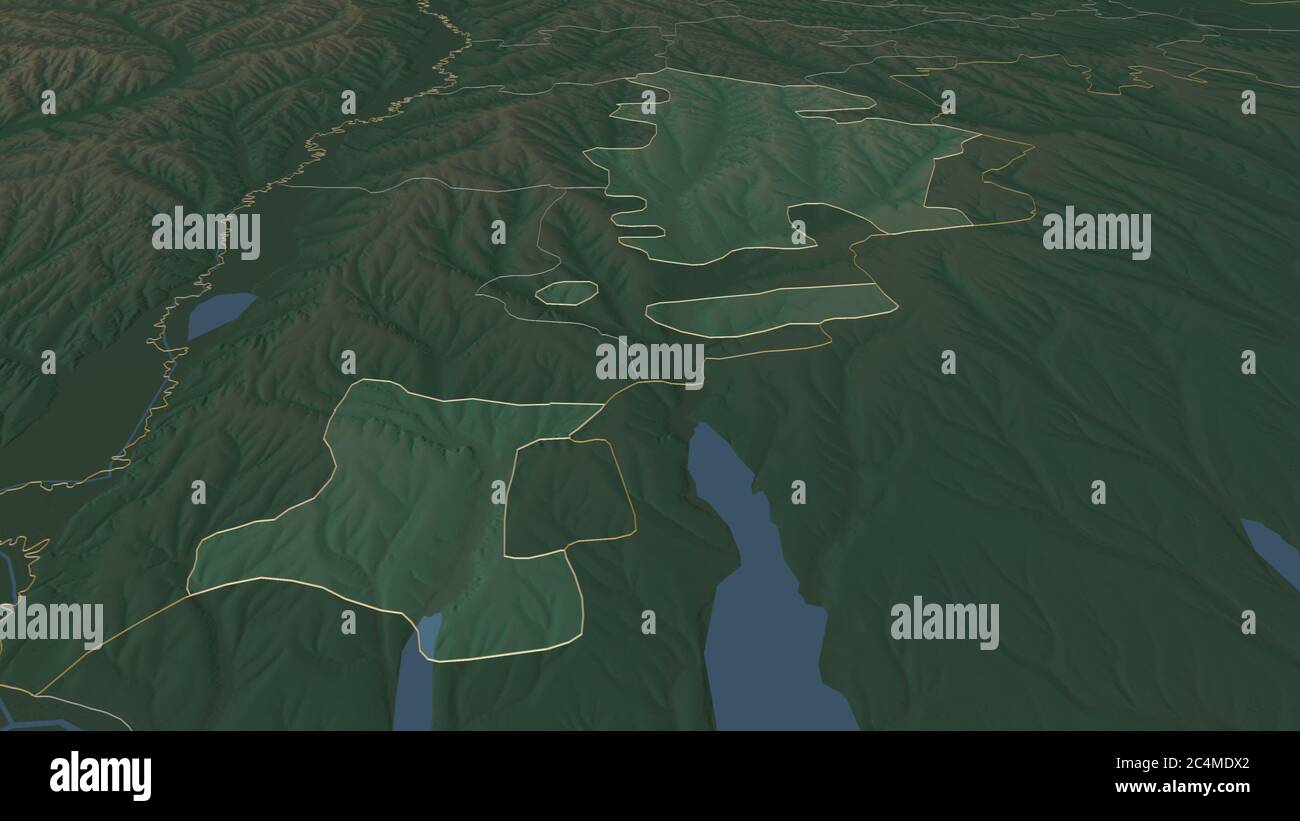 Zoom in on Găgăuzia (autonomous territory of Moldova) outlined. Oblique ...