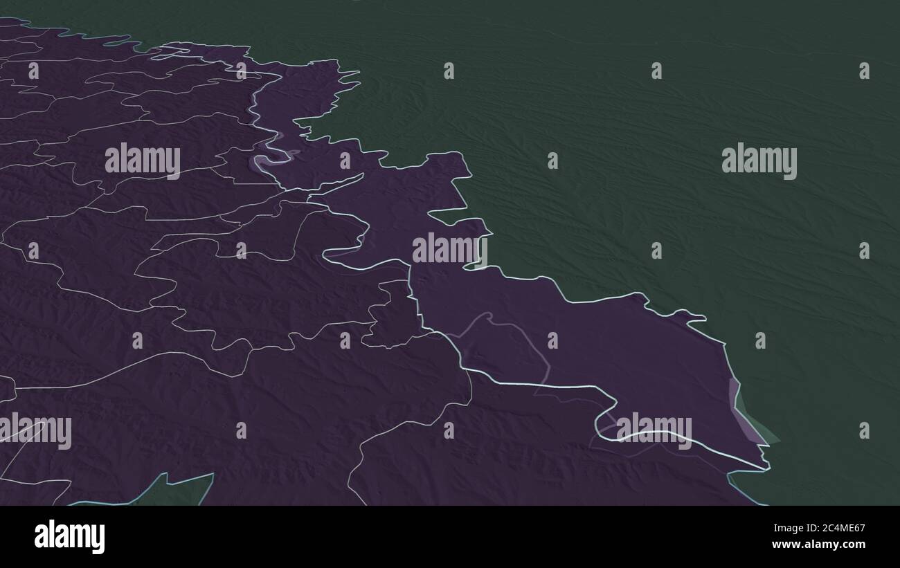 Zoom in on Transnistria (territorial unit of Moldova) outlined. Oblique ...