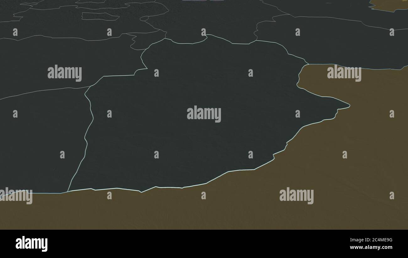 Zoom in on Dornogovi (province of Mongolia) outlined. Oblique ...