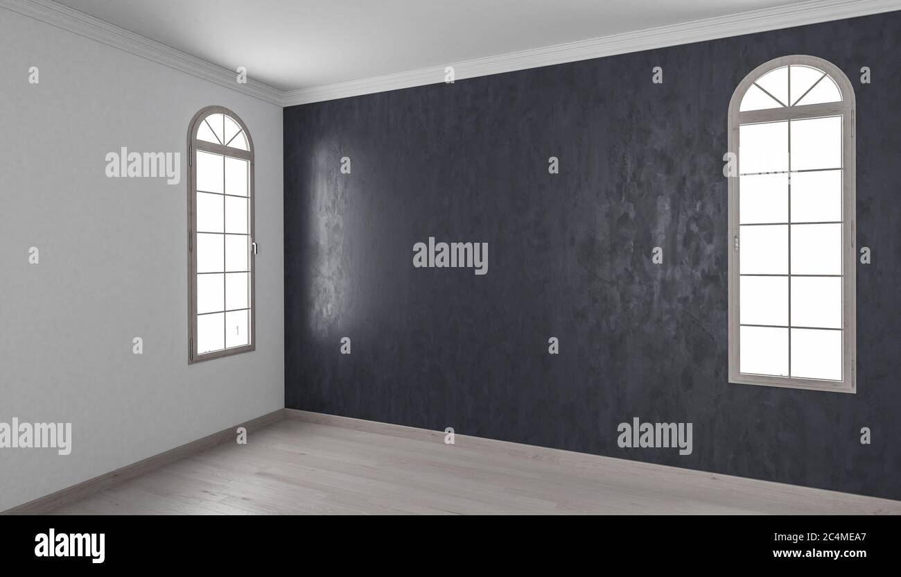 Building Interior with a Separated Raised Floor and Chevron Parquet ...