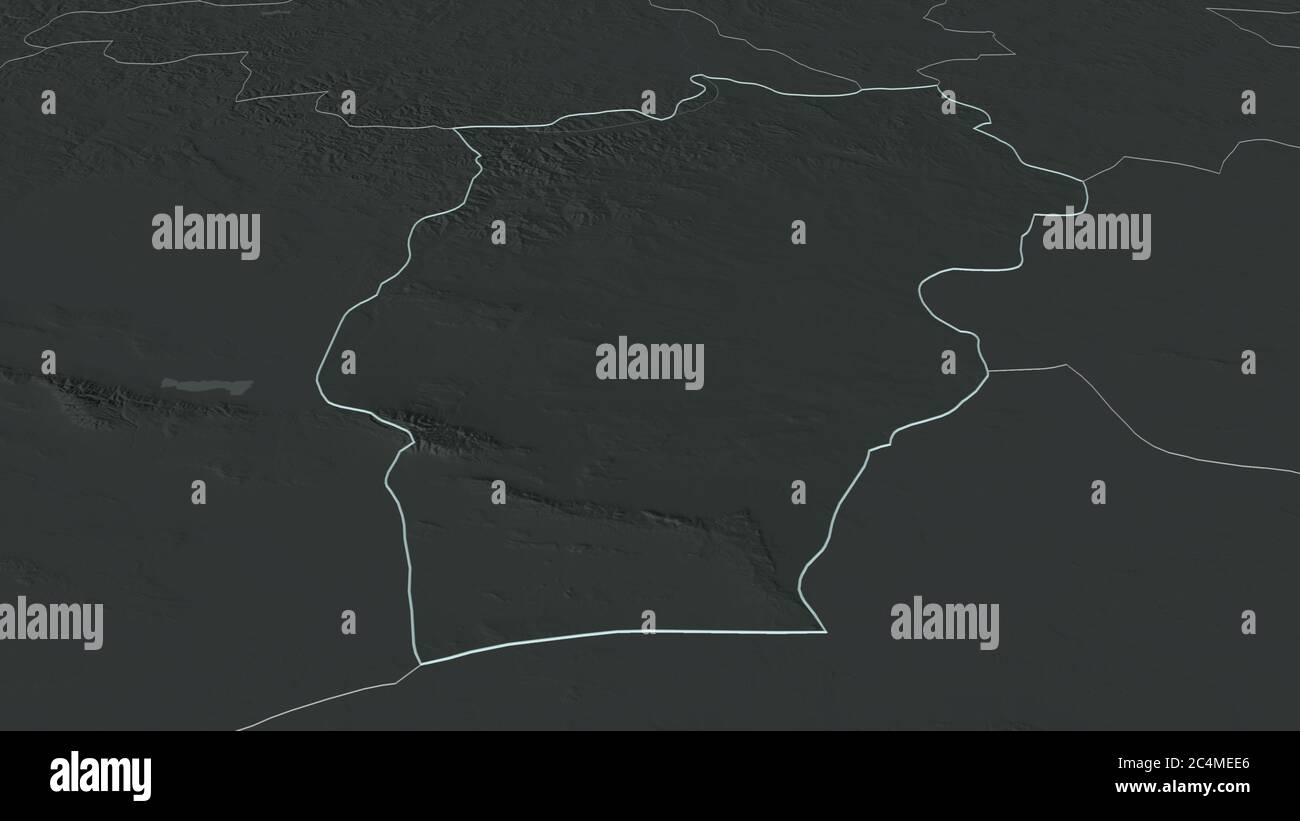 Zoom in on Övörhangay (province of Mongolia) outlined. Oblique ...