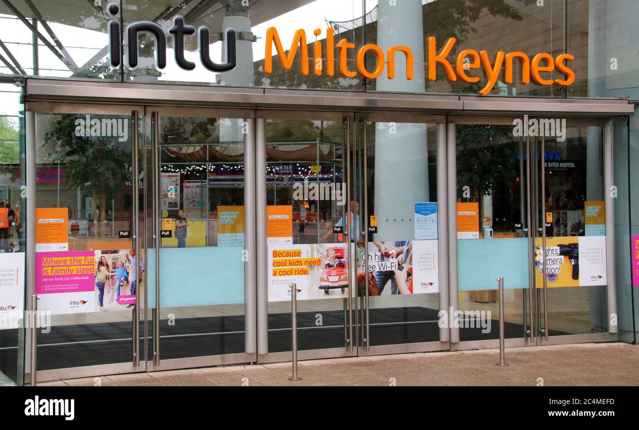 Milton Keynes, UK. 27th June, 2020. Rear entrance of Intu shopping ...