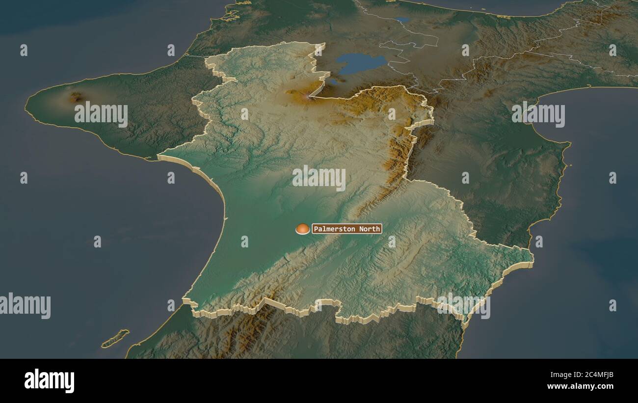 Zoom in on Manawatu-Wanganui (regional council of New Zealand) extruded ...